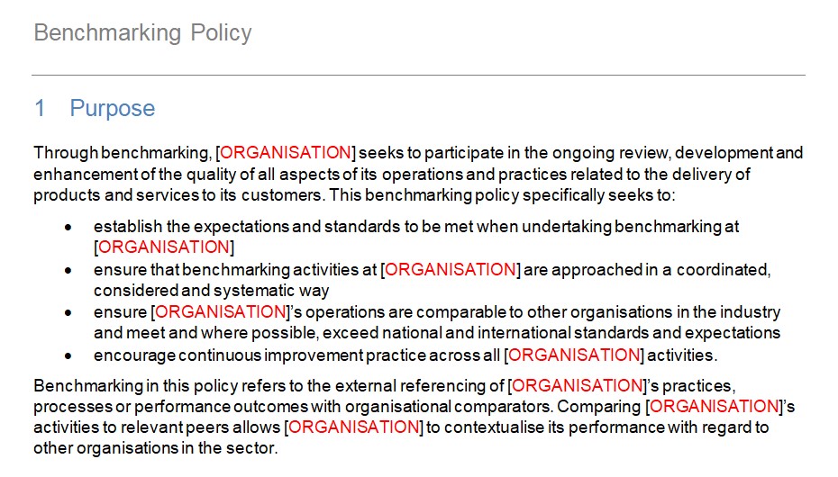 Benchmarking Policy – GRCReady