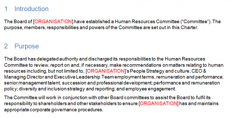 Human Resources Committee Charter – GRCReady