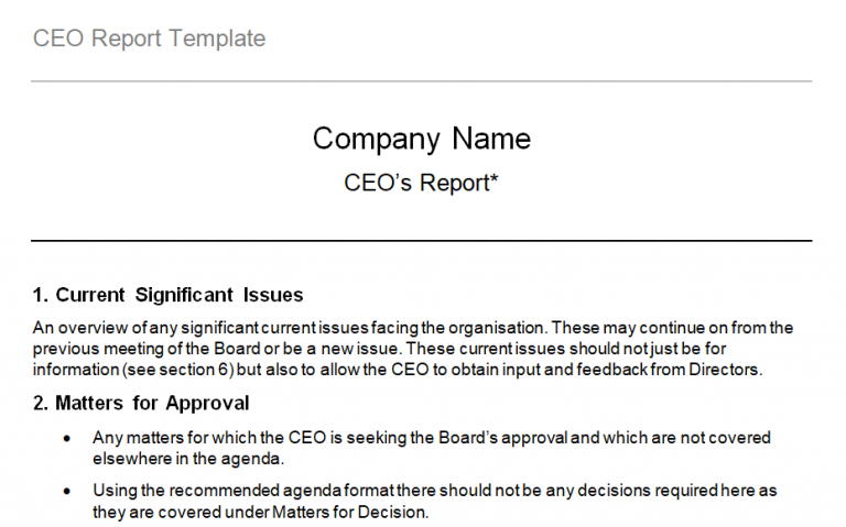 Template for CEO Report – GRCReady