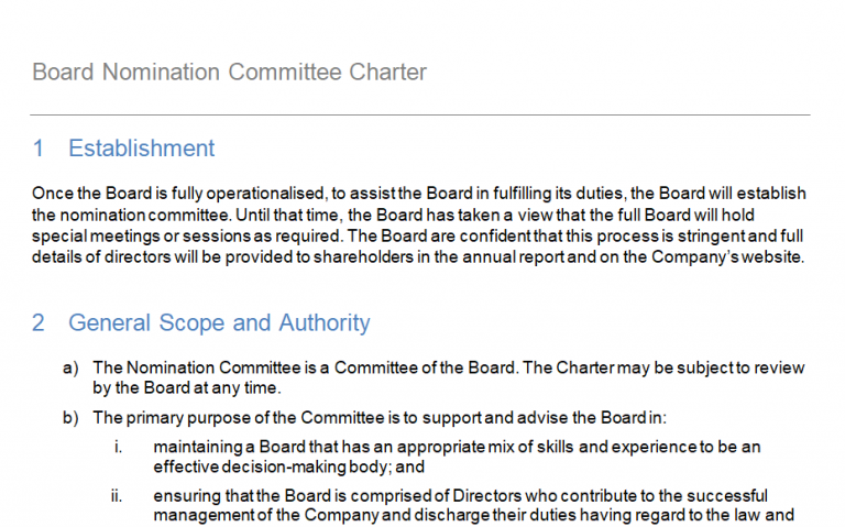 Board Nomination Committee Charter – GRCReady