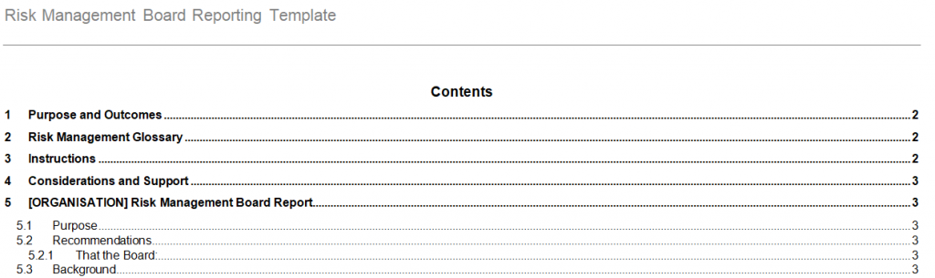 Risk Management Board Reporting Template – GRCReady