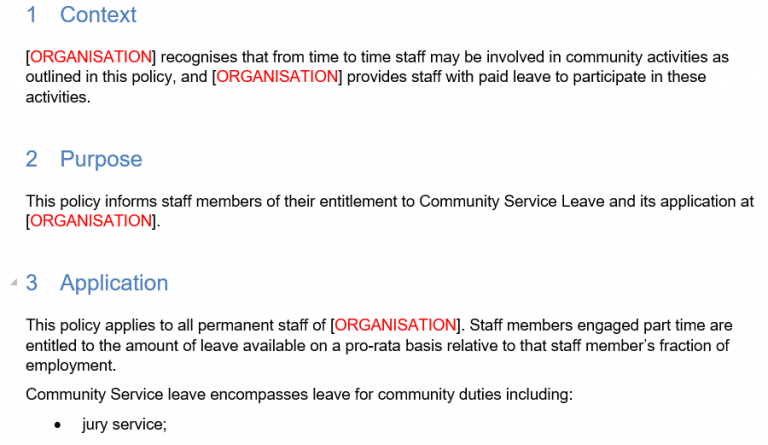 Policy for Community Service Leave – GRCReady