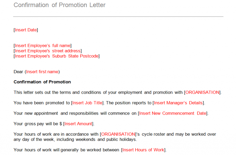 Letter for Confirmation of Promotion – GRCReady