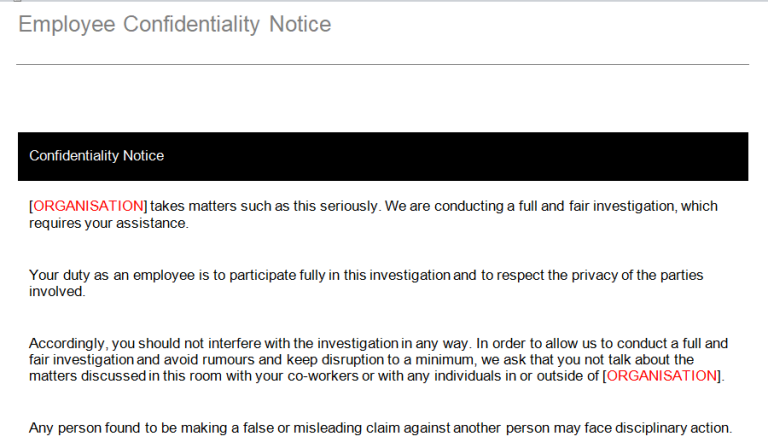 Employee Confidentiality Notice – GRCReady