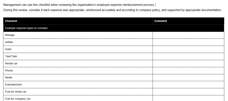 Employee Expense Reimbursement Process Review – GRCReady