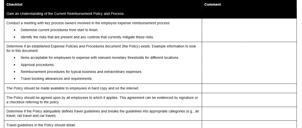 Employee Expense Reimbursement Process Review – GRCReady