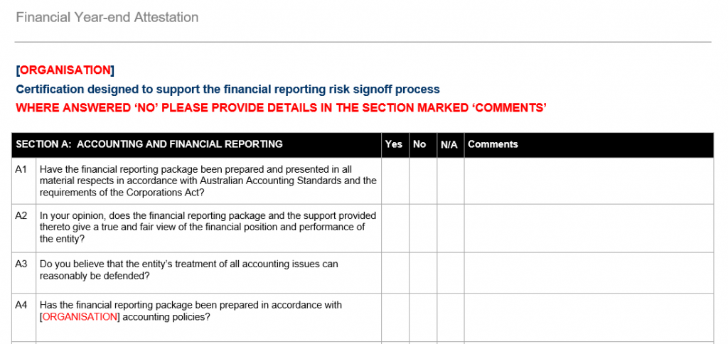 Financial Year-end Attestation – GRCReady