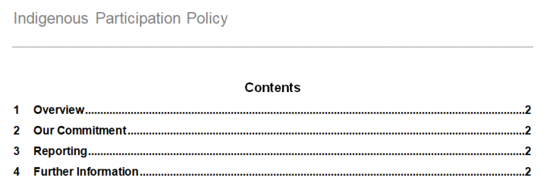 Policy for Indigenous Participation – GRCReady