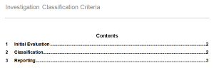 Criteria for Investigation Classification – GRCReady