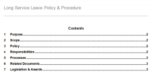 Policy and Procedure for Long Service Leave – GRCReady