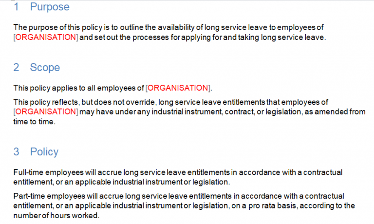 Policy and Procedure for Long Service Leave – GRCReady