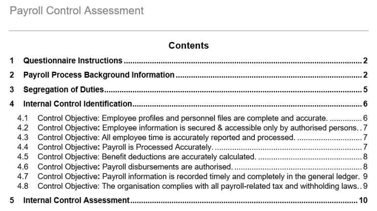 Payroll Control Assessment – GRCReady