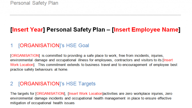 Plan for Personal Safety – GRCReady