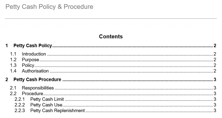Policy and Procedure for Petty Cash – GRCReady