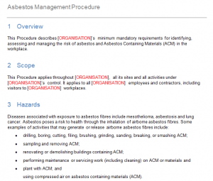 Procedure for Asbestos Management – GRCReady