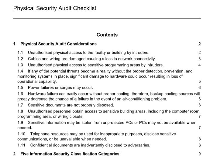 Physical Security Audit Checklist GRCReady