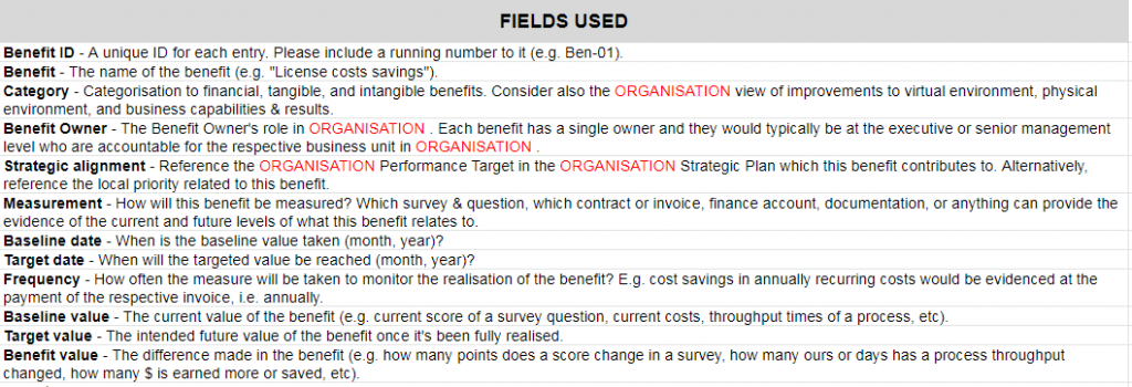 Project Benefits Register – GRCReady