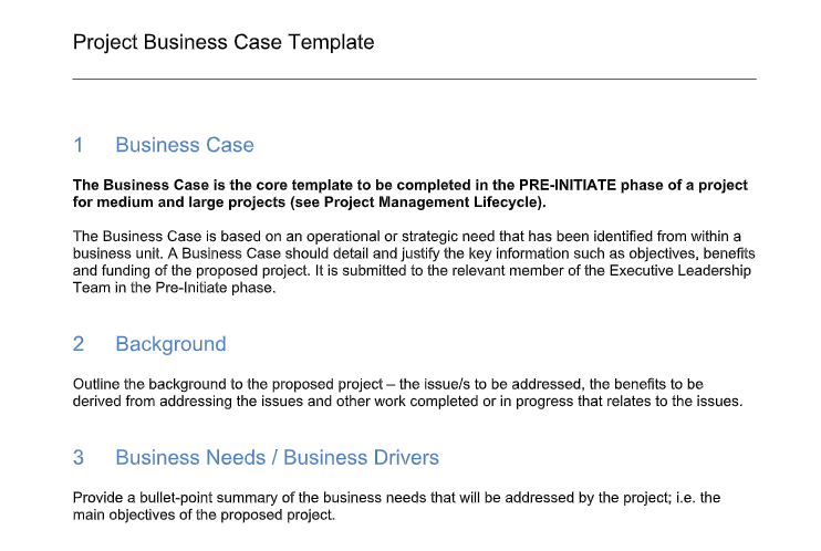 Template For Project Business Case GRCReady