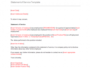 Template for Statement of Service – GRCReady