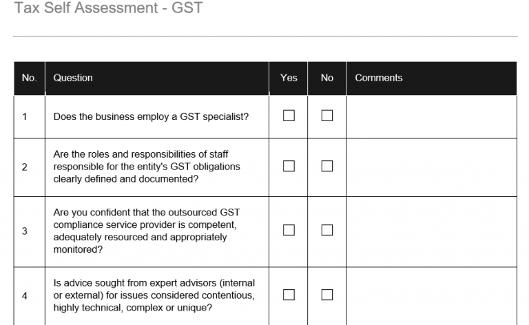 Tax Self Assessment – GST – GRCReady