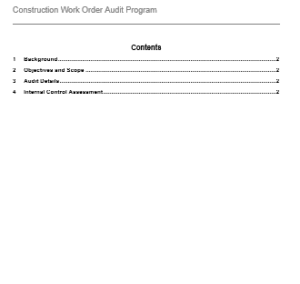 Construction Work Order Audit Program – GRCReady