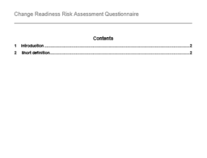 Risk Assessment Questionnaire for Change Readiness – GRCReady