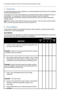 Risk Assessment Questionnaire for Change Readiness – GRCReady