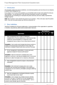 Risk Assessment Questionnaire for Fraud Management – GRCReady