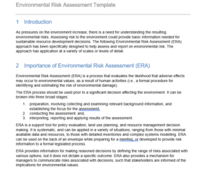 Template for Environmental Risk Assessment – GRCReady