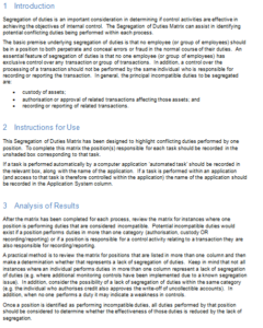 Segregation of Duties Matrix – GRCReady