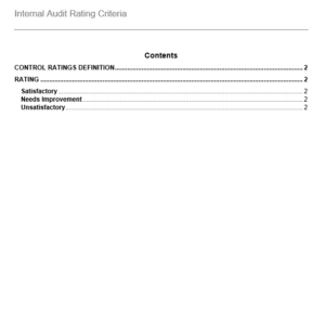 Criteria for Internal Audit Ratings – GRCReady