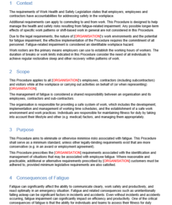 Procedure for Fatigue Management – GRCReady