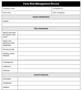 Template for Farm Risk Assessment Record – GRCReady