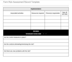 Template for Farm Risk Assessment Record – GRCReady