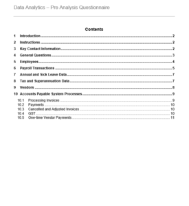 Data Analytics – Pre Analysis Questionnaire – GRCReady