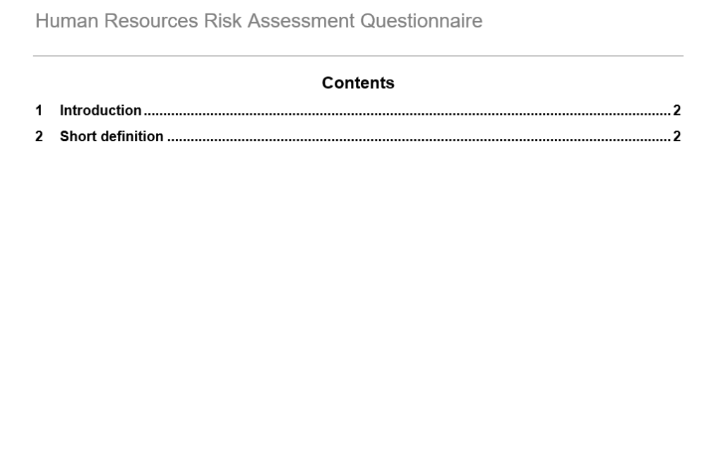 Risk Assessment Questionnaire for Human Resources – GRCReady