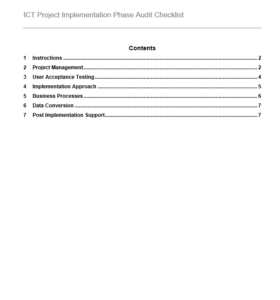 Audit Checklist for ICT Project Implementation Phase – GRCReady