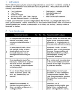 Questionnaire for Biosecurity Risk Assessment – GRCReady