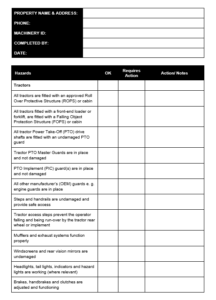 Checklist for Tractor Hazards – GRCReady