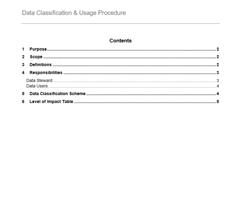 Procedure for Data Classification & Usage – GRCReady