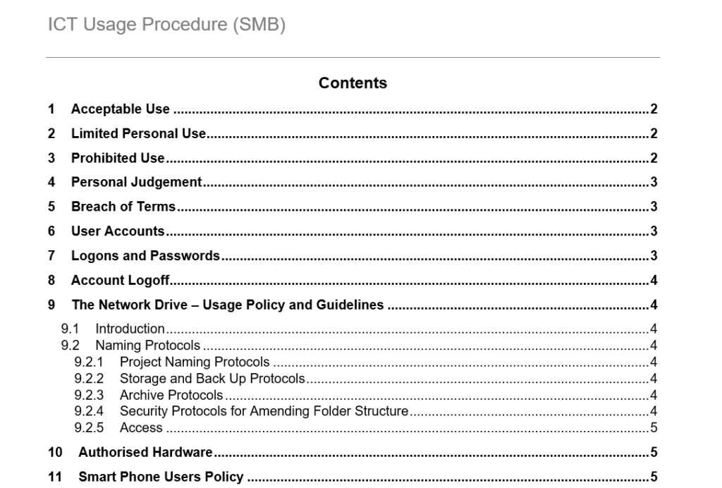 Procedure for ICT Usage (SMB) – GRCReady