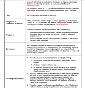 Charter for Business Integrity Committee – GRCReady