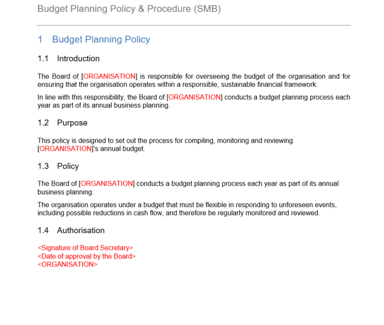 Policy And Procedure For Budget Planning SMB GRCReady policy-and-procedure-for-budget-planning-smb-grcready
