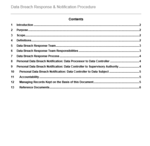 Procedure for Data Breach Response & Notification (GDPR) – GRCReady