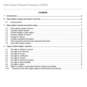 Procedure for Data Subject Request (GDPR) – GRCReady