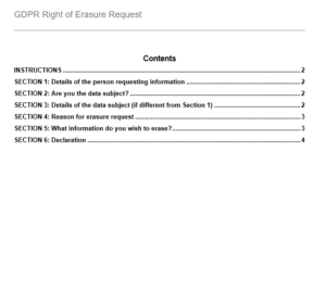 Right to Erasure Request for GDPR – GRCReady