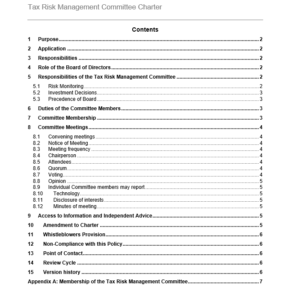 Tax Risk Management Committee Charter – GRCReady