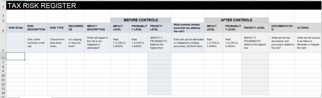 Tax Risk Register – GRCReady